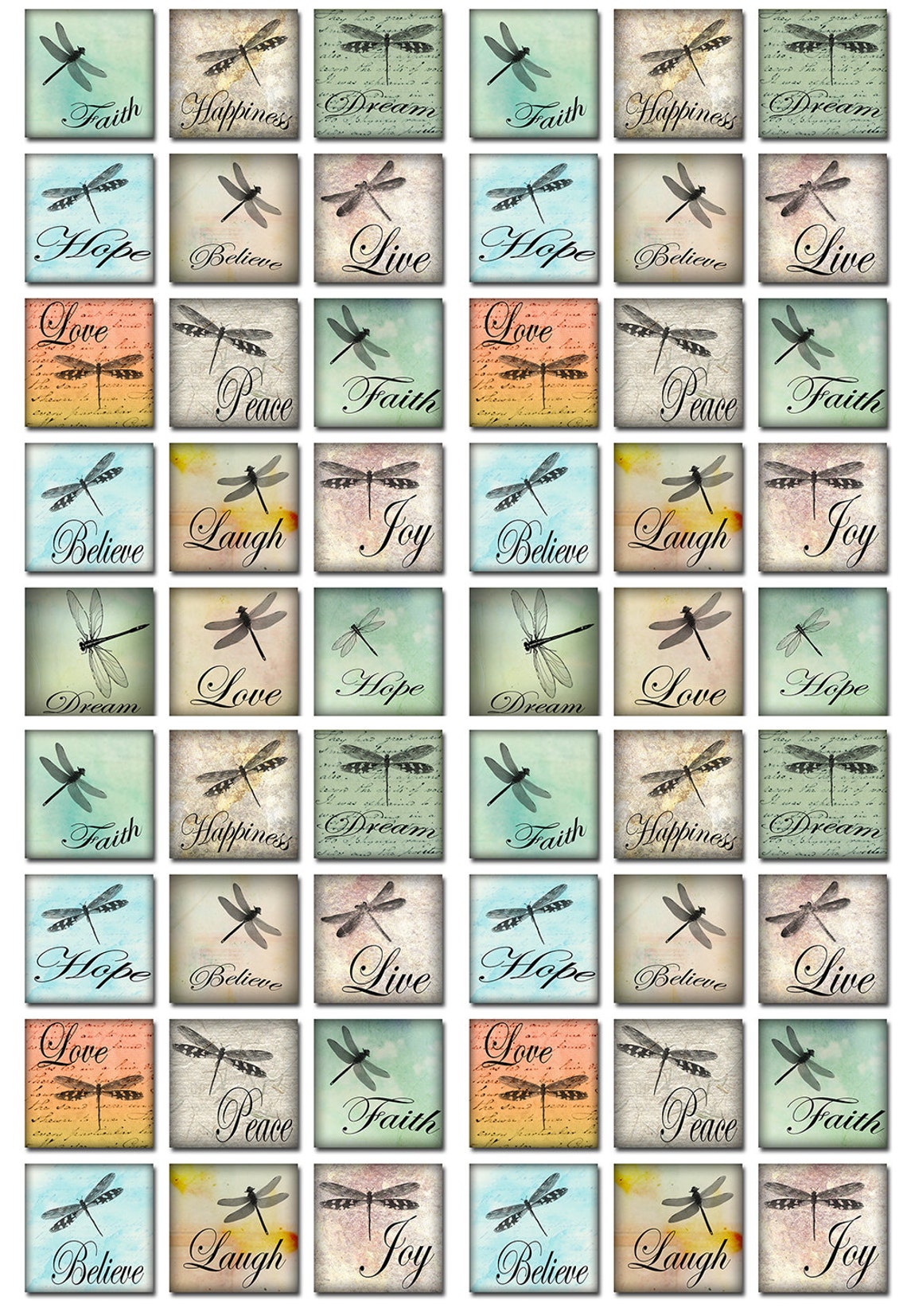 Dragonflies Ephemera Inspirational Words Watercolor Instant Download ...