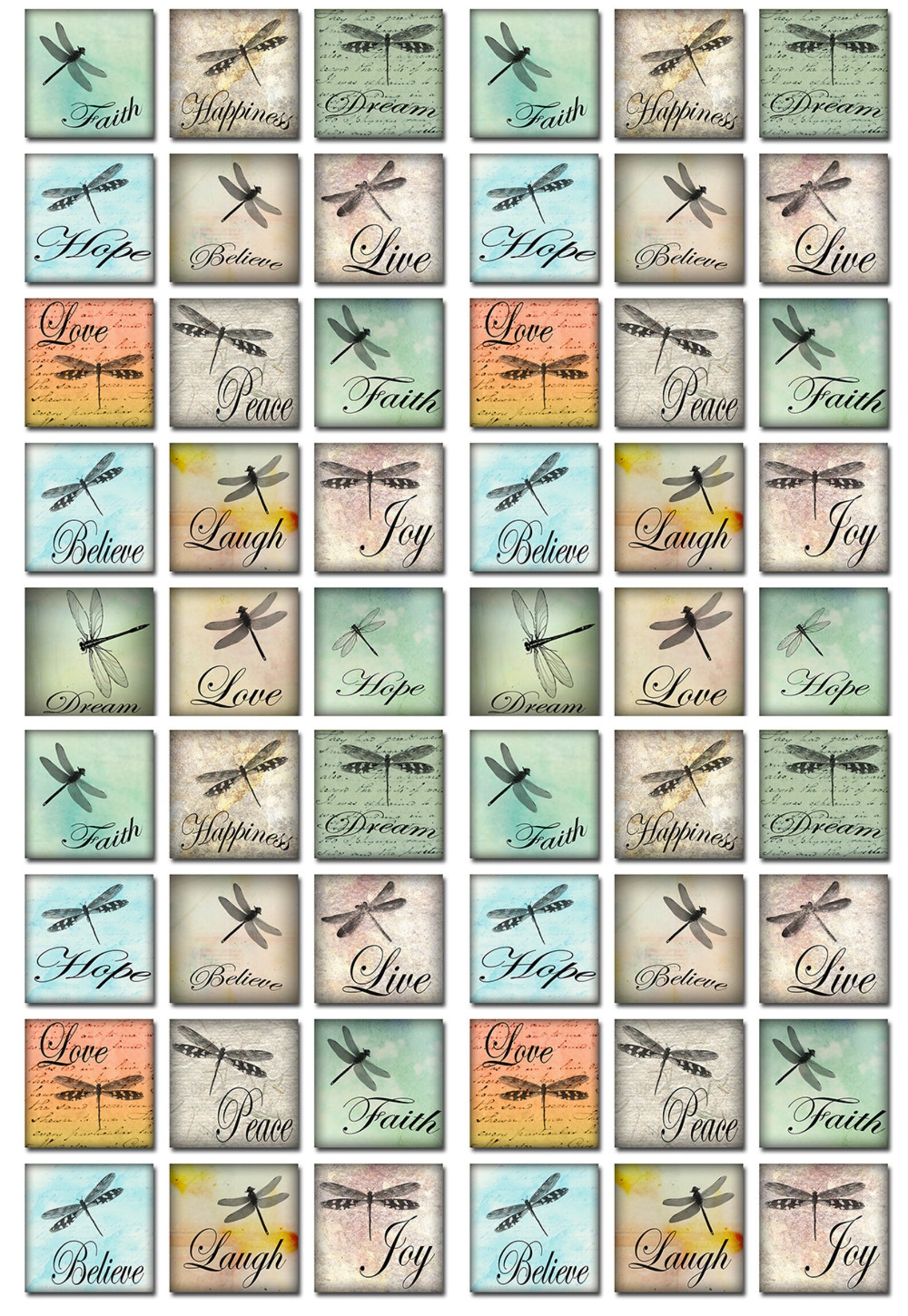 Dragonflies Ephemera Inspirational Words Watercolor Instant Download ...