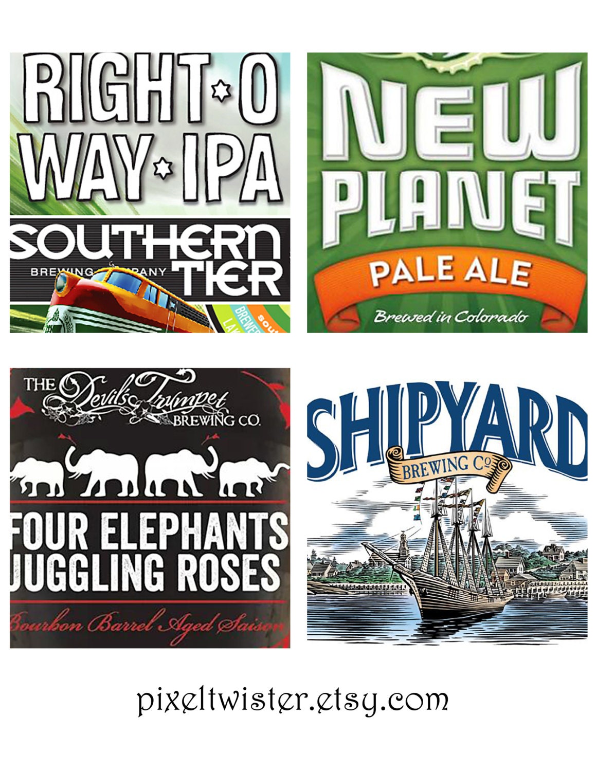 Beer Logo Label IPA Coasters Can Art Instant Download 4 Inch Squares 5 ...