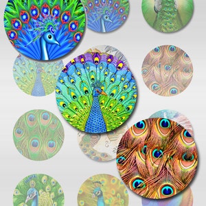 Peacocks Round Circle Instant Download for Glass Resin Pendants 2,1 ...
