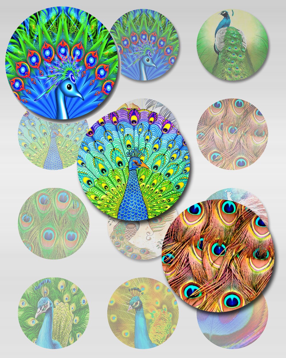 Peacocks Round Circle Instant Download for Glass Resin Pendants 2,1 ...