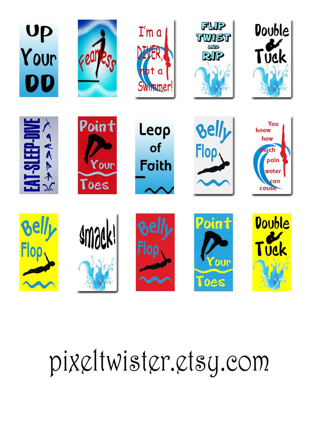 Springboard Diver, Diving, Water Sports, Domino 1 X 2 Inch, Instant ...