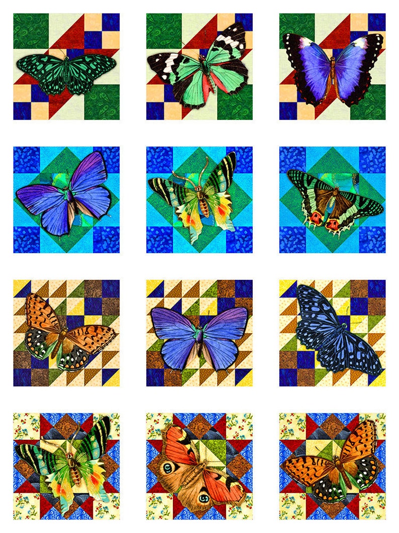 Butterfly Quilt Blocks Square Instant Download Glass Resin - Etsy