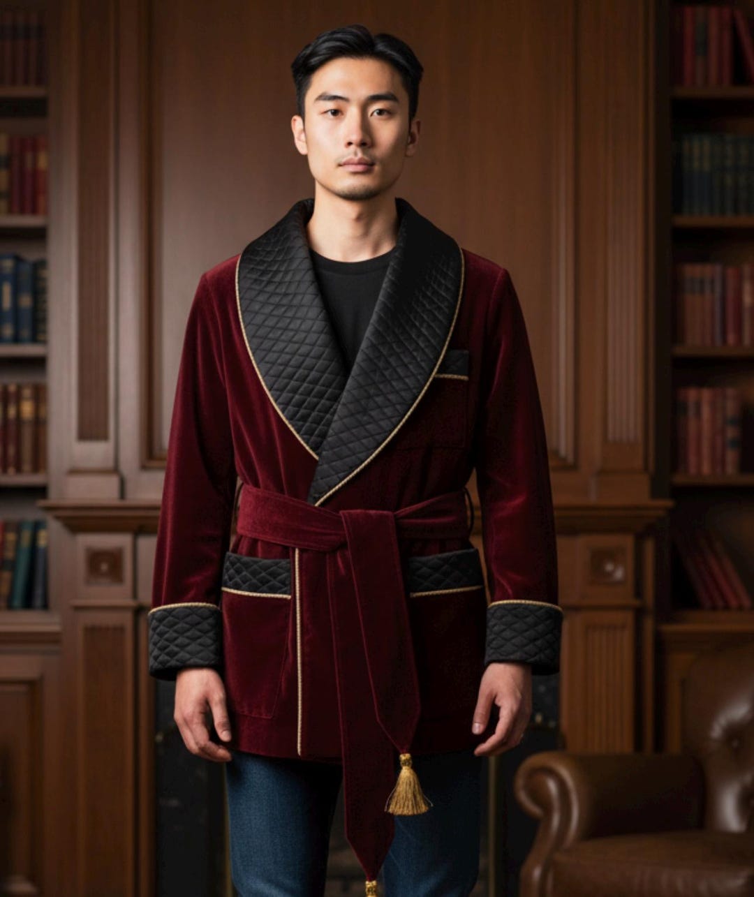 Men's Red Smocking Jacket Evening Wear Jacket, Formal Tuxedo Jacket ...