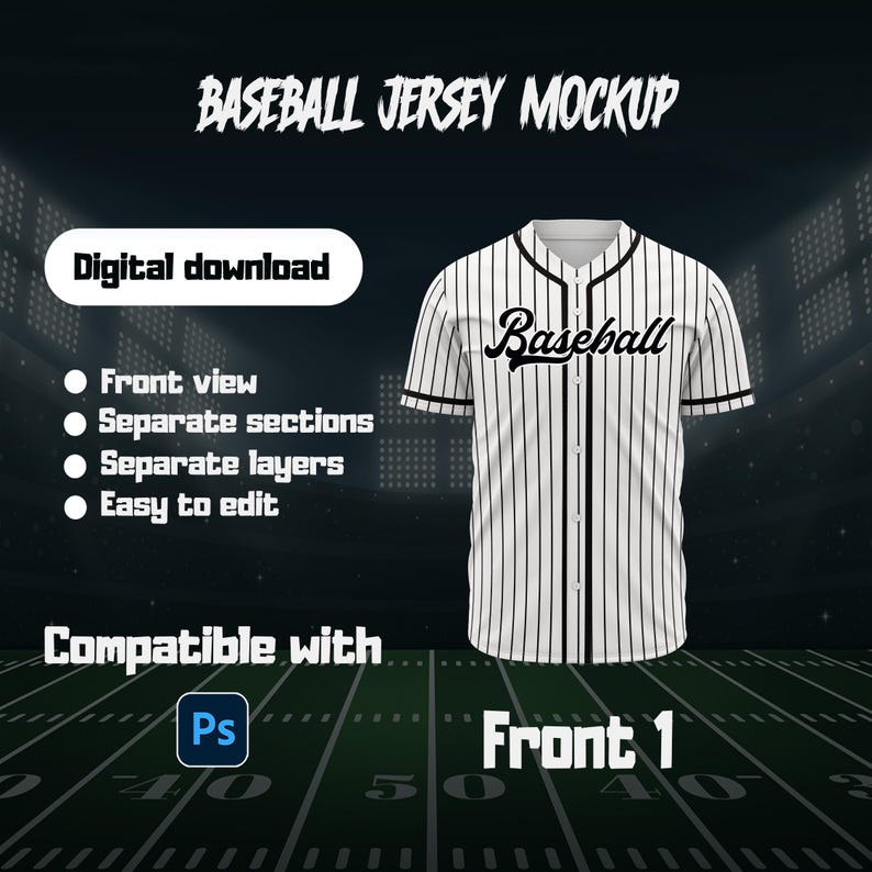 3D Baseball Jersey Mockup Templates: Two-button & Full-button ...