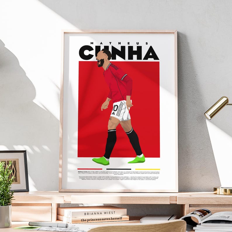 Matheus Cunha Print | Football Wall Art | Manchester Football Print ...