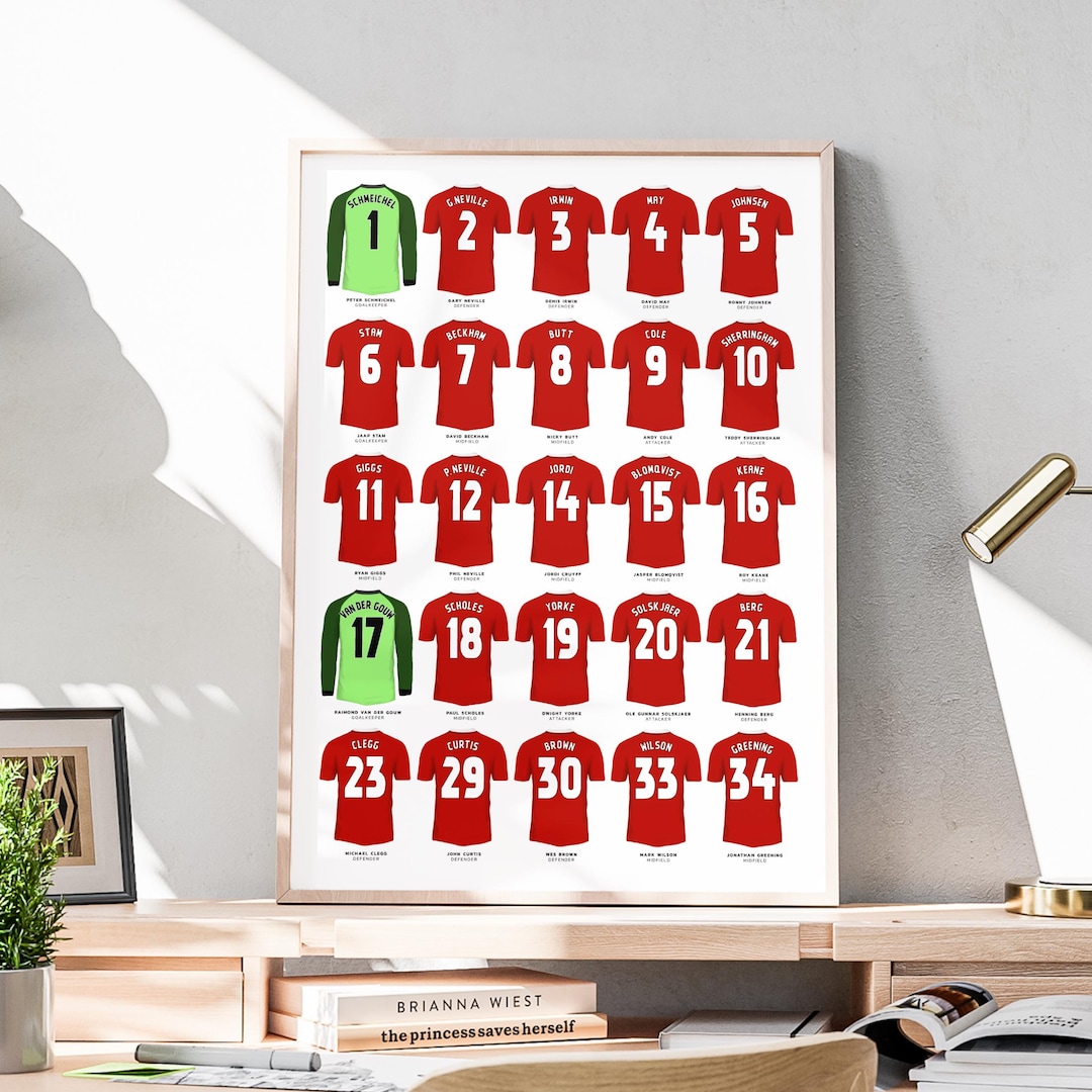 Treble Winning Squad Print Download | Football Wall Art Manchester ...