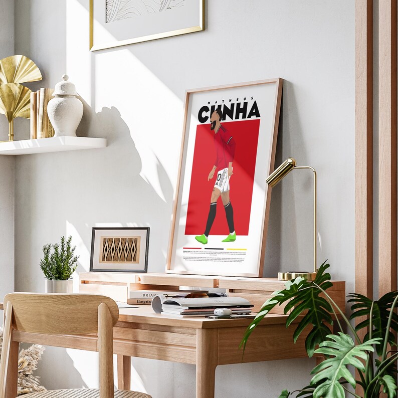 Matheus Cunha Print | Football Wall Art | Manchester Football Print ...
