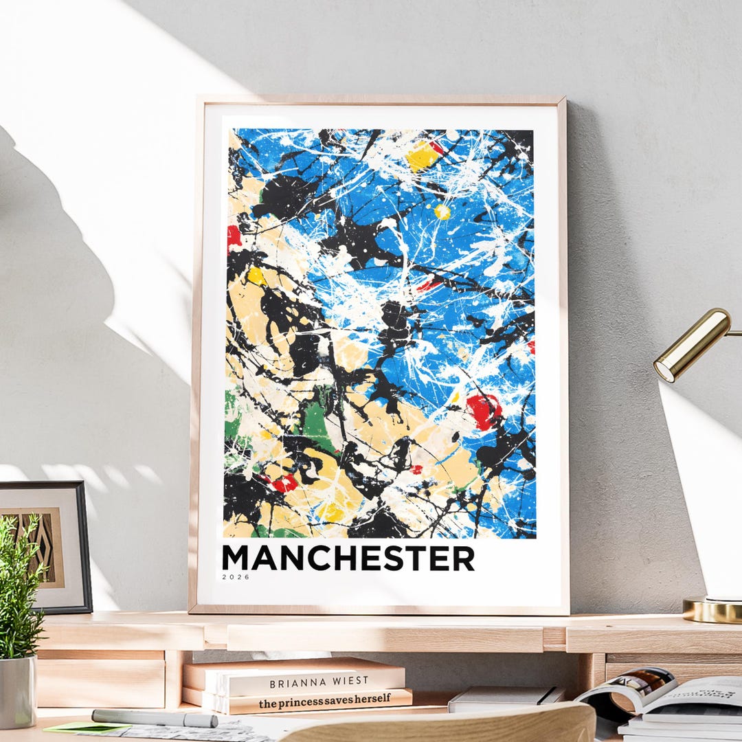 Manchester Print | Football Wall Art | Abstract Football Print | Games ...