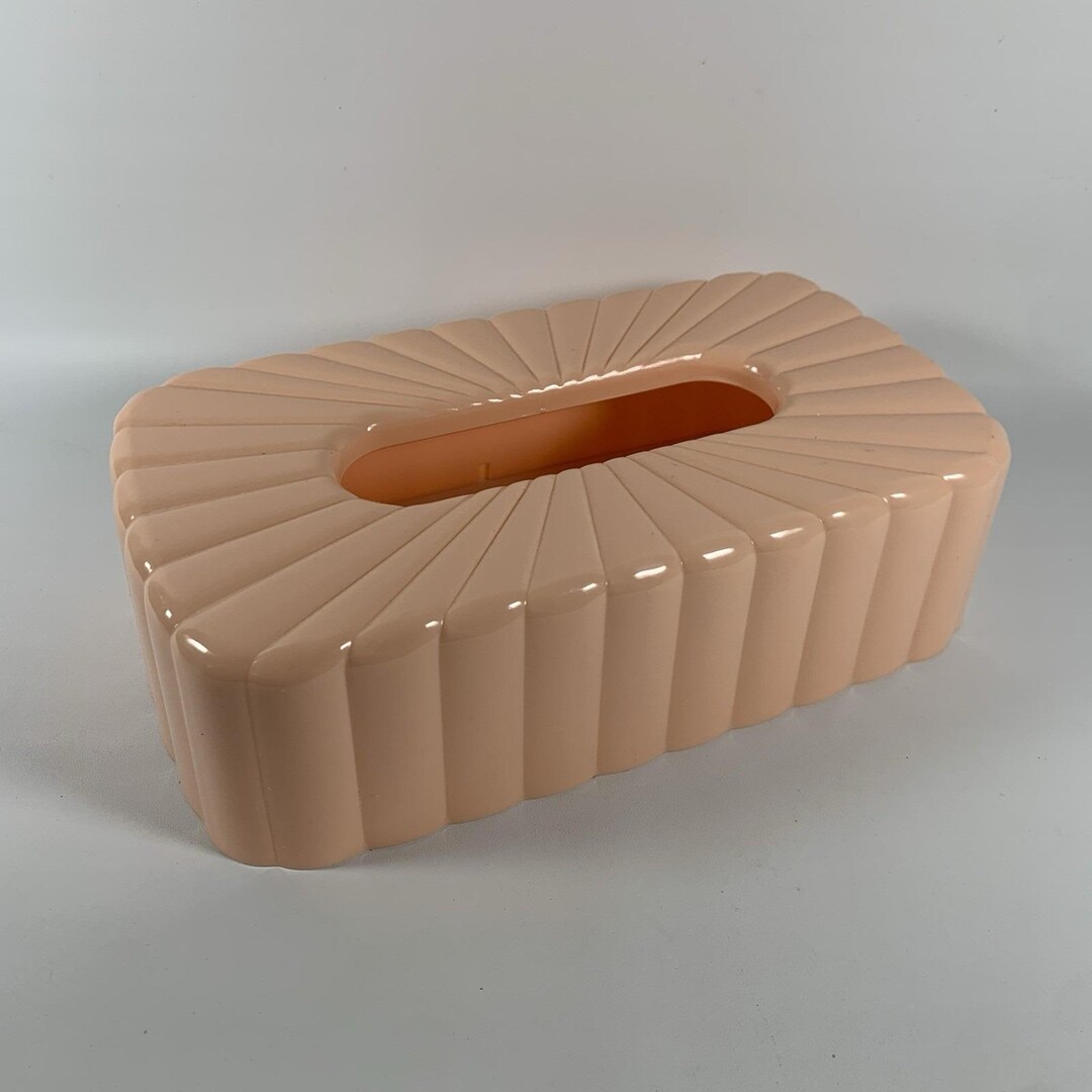 Vintage Peach Ribbed Plastic Tissue Box Cover Art Deco Nouveau Modern ...