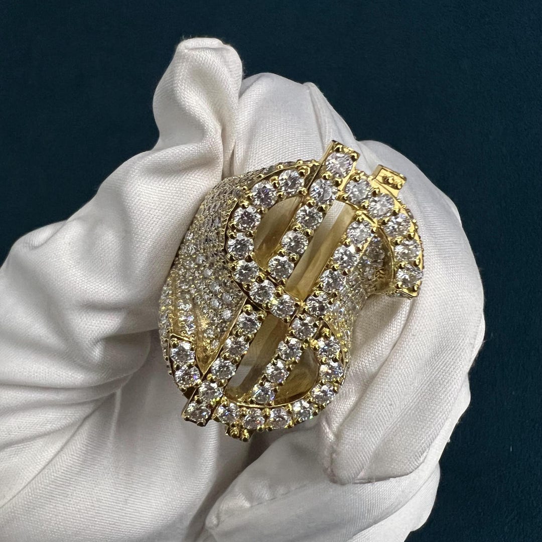 Dollar Sign Iced Out Moissanite Championship Ring , Custom Hip Hop ...