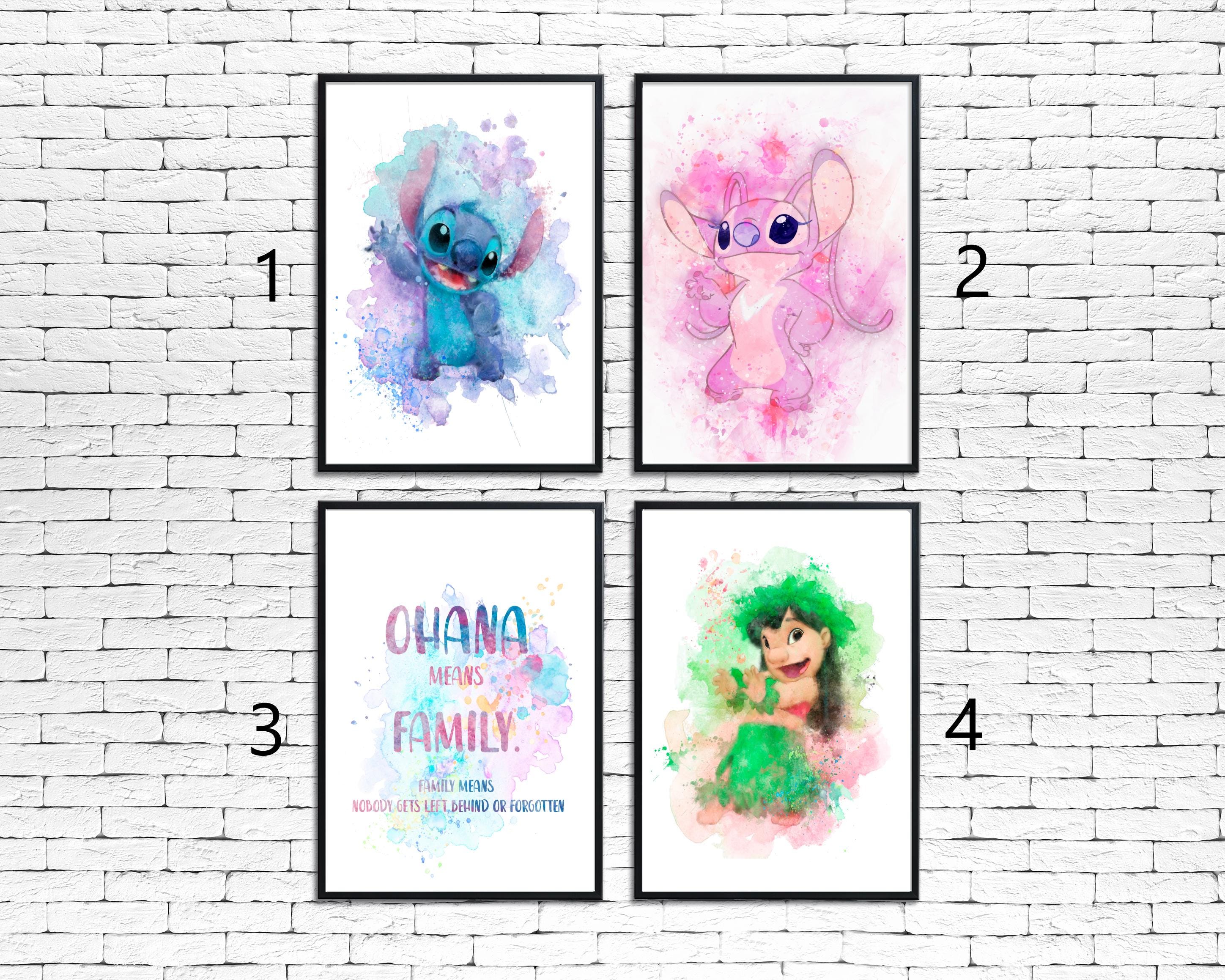Lilo Stitch Angel Prints, Character Wall Art, Ohana Means Family, Kids ...