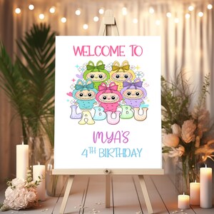 Labubu Birthday Party, Personalised Welcome Poster, Entrance Sign, Hall ...