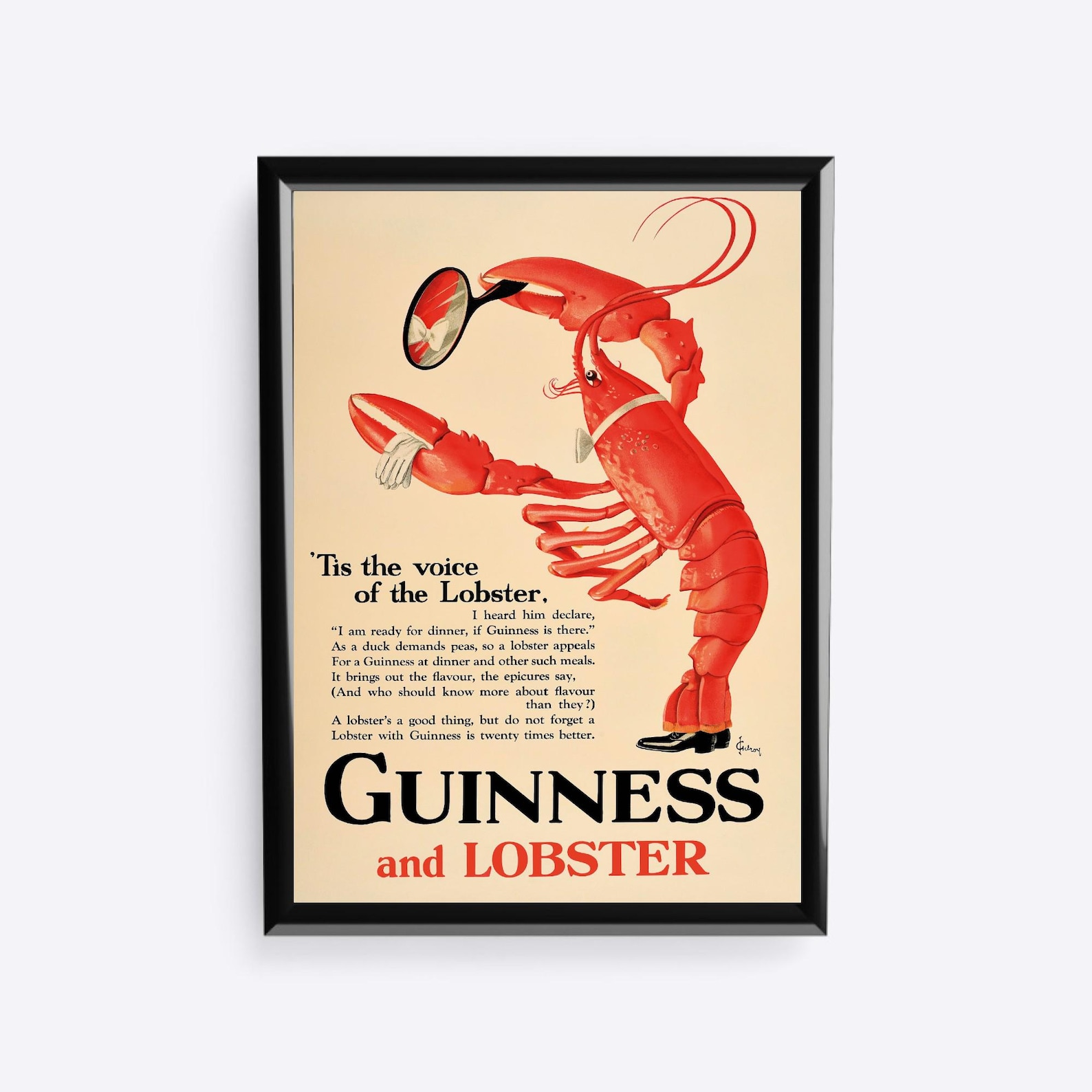 Guinness Vintage Style Posters, Lobster and Crab, Pub Décor, Cafe Wall ...