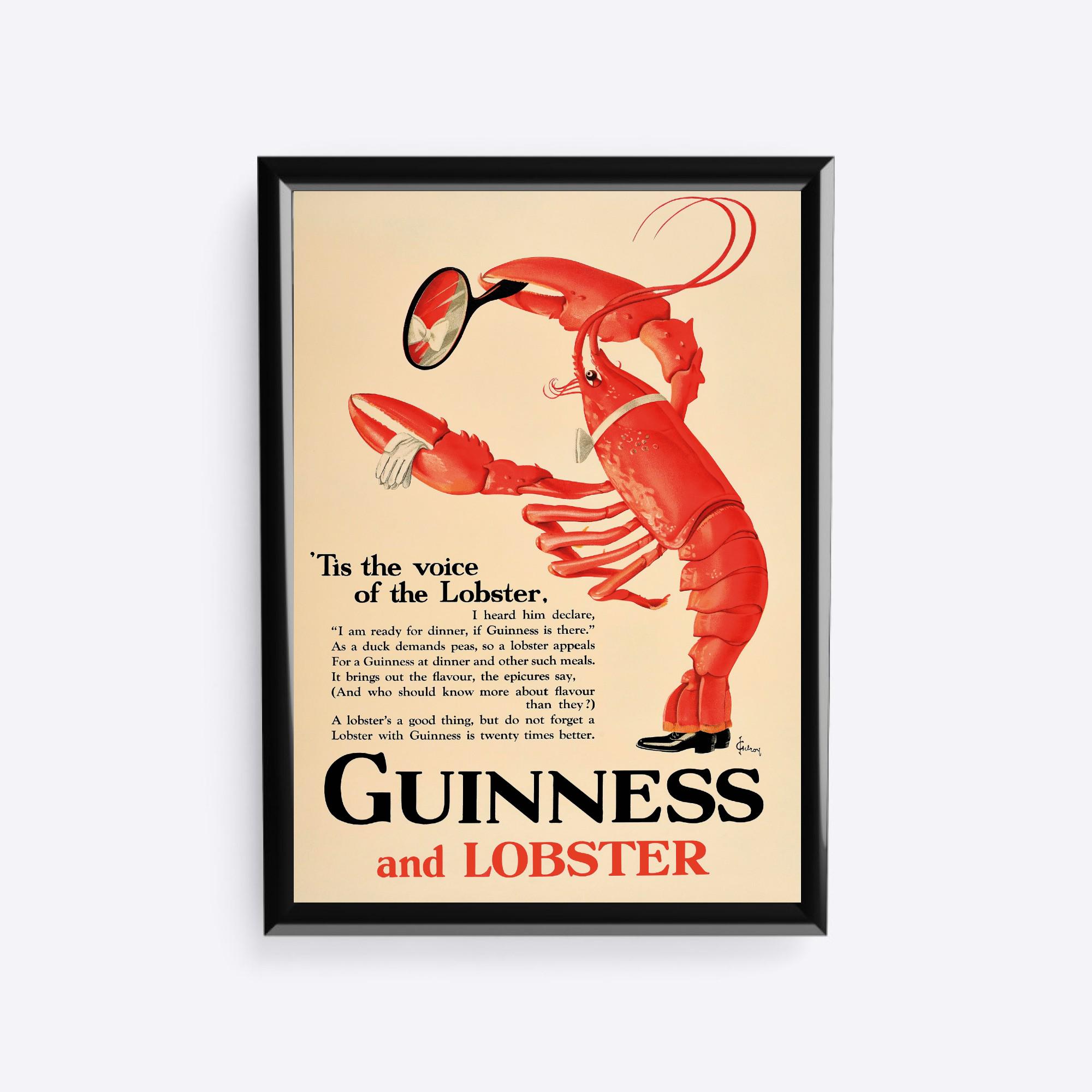 Guinness Vintage Style Posters, Lobster and Crab, Pub Décor, Cafe Wall ...