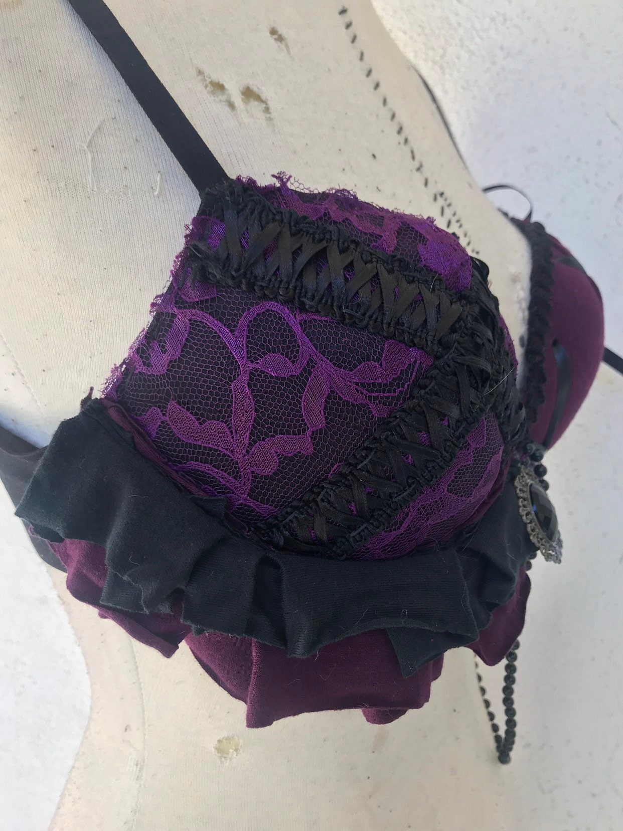 Marie Antoinette - Steampunk Bra - Purple and Black Bra - Lingerie ...