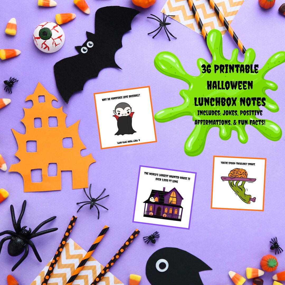36 Printable Halloween Lunch Notes, Includes Jokes, Positive ...