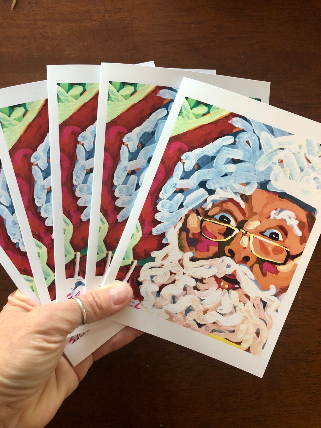 Fun Surprised Santa Christmas Card 5 Pack - Etsy