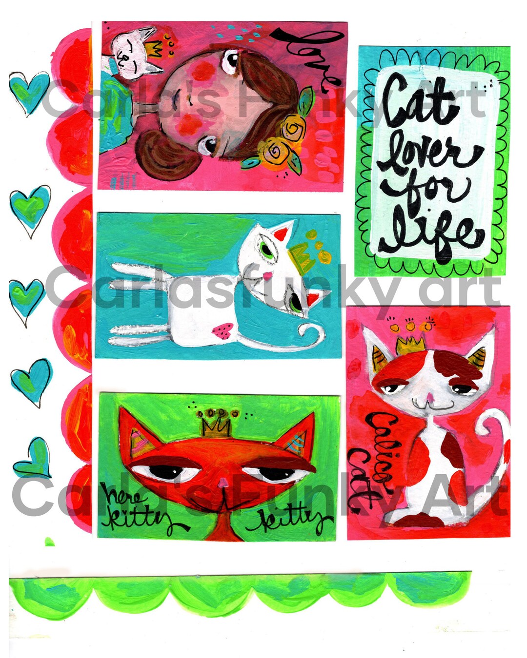 Digital Cat Art, Calico Collage, Digitial Paper, Scrapbooking, Junk ...