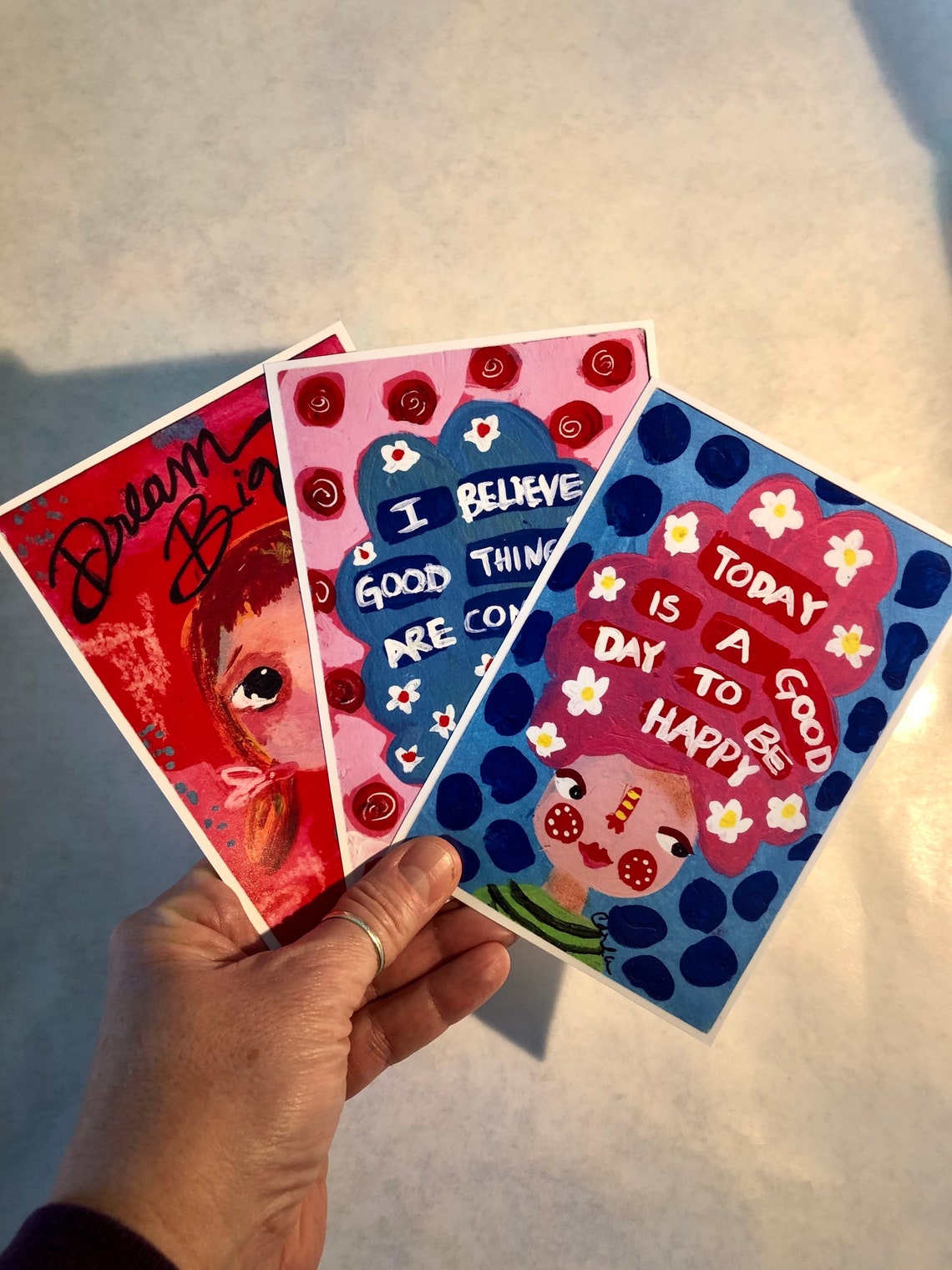 Happy Girl Postcards Set of 3 Digital Image Printable Image - Etsy