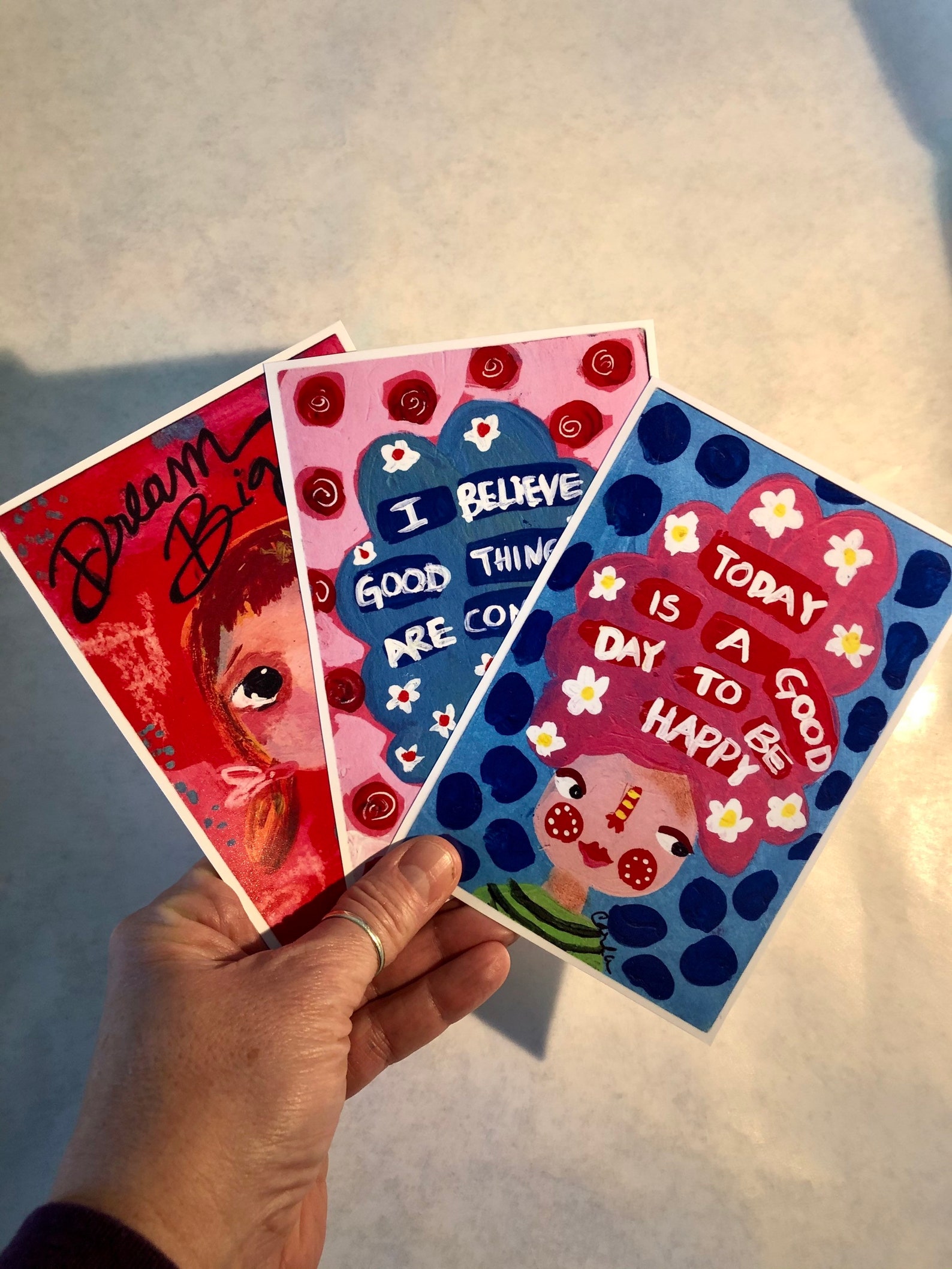 Happy Girl Postcards Set of 3 Digital Image Printable Image - Etsy