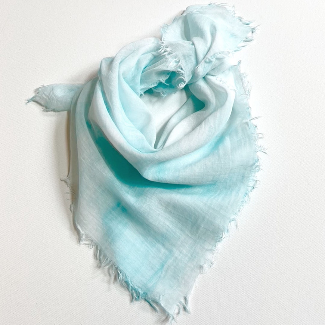 Aqua Cotton Scarf, Aqua Summer Scarf, Soft Beach Bandana, Lightweight ...