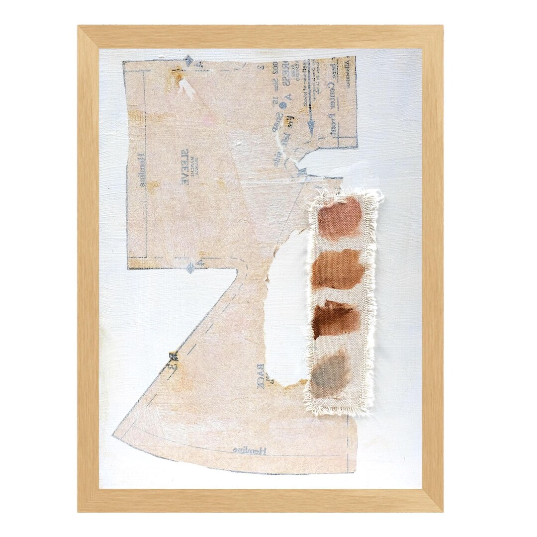 Original Mixed Media Sewing Collage, Neutral Wall Art, Sewing or Craft ...