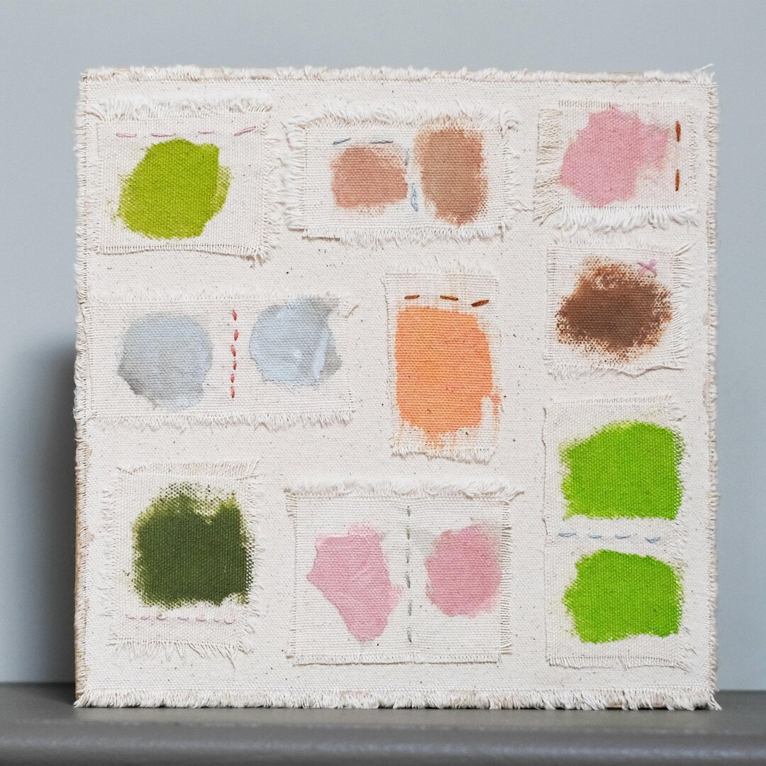 Color Swatches Original Textile Painting on Wood, "happy" Artwork - Etsy