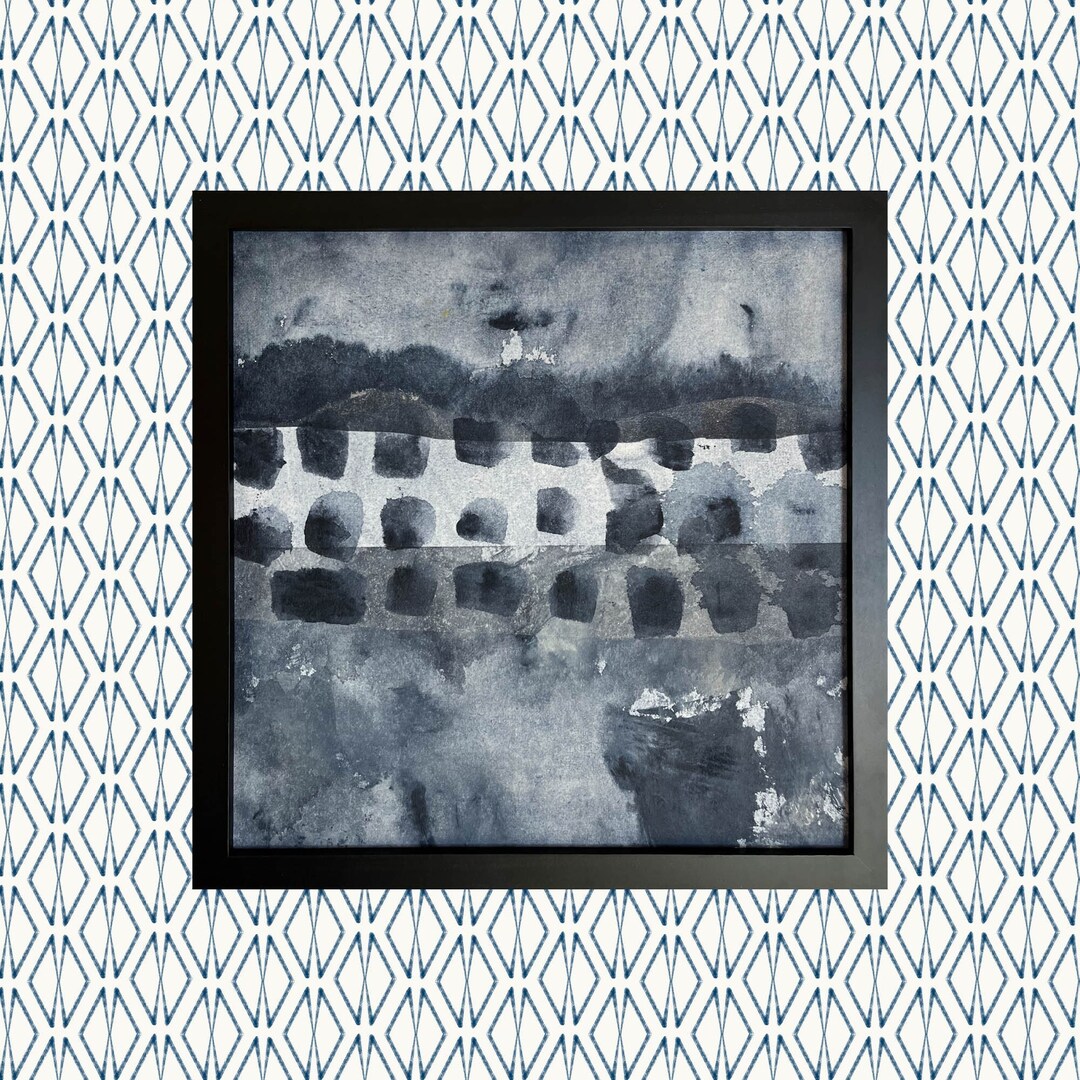 Moody Blue Abstract Painting, Original, Midnight Blue Painting ...