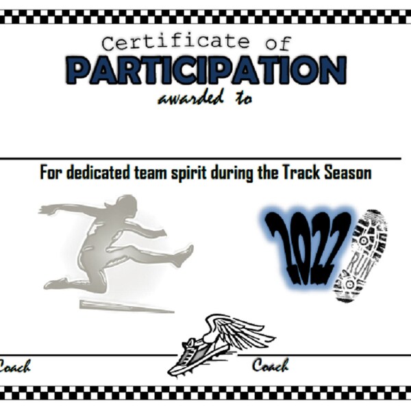 Track and Field. Certificate - Etsy