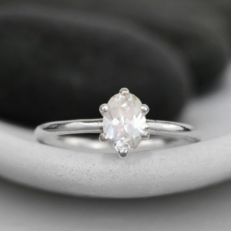 White Sapphire Ring - Etsy