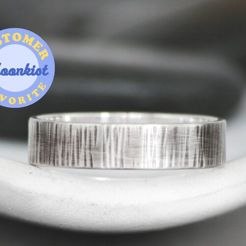 Birch Tree Wedding Ring Sterling Silver Band Set of 2 E0175 - Etsy