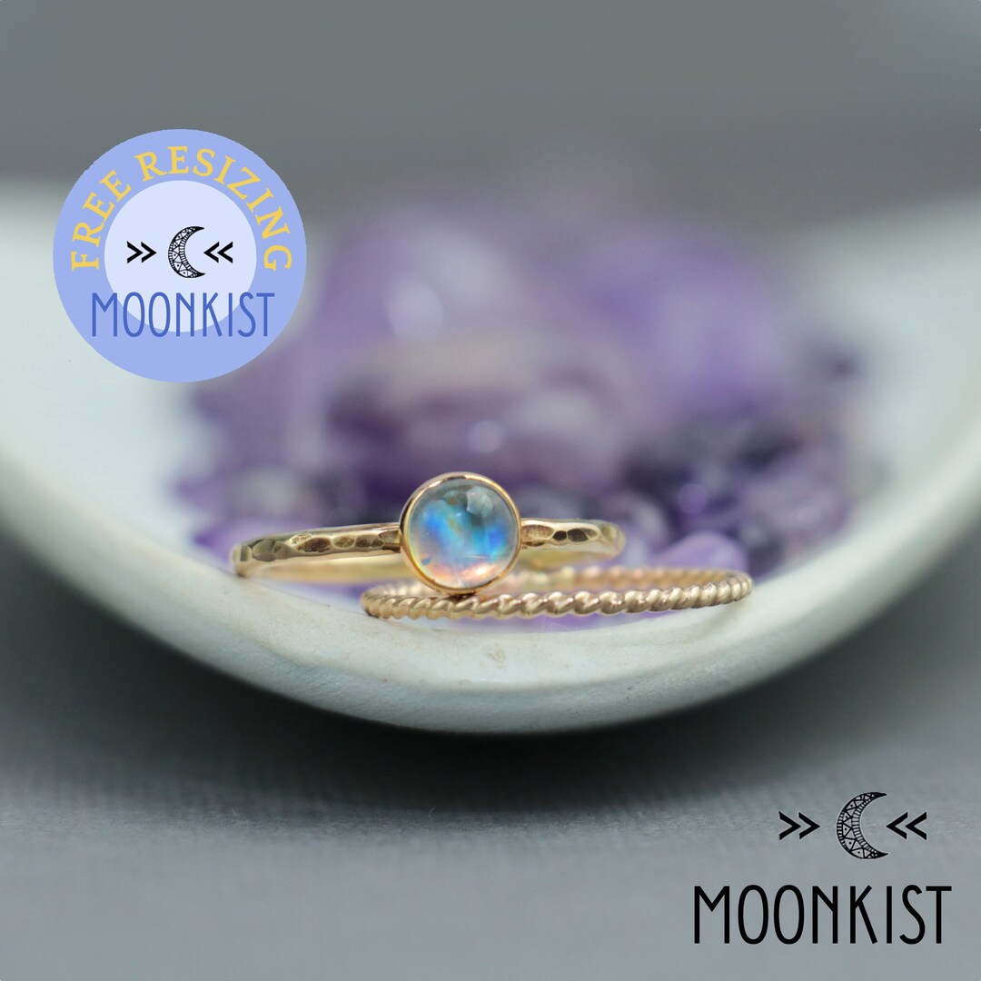 Modern Moonstone Engagement Ring Set, 14 K Gold Filled Moonstone ...