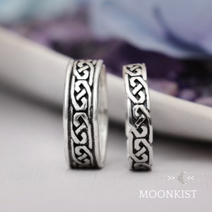 Matching Celtic Wedding Band Set, Sterling Silver Celtic Knot Rings ...