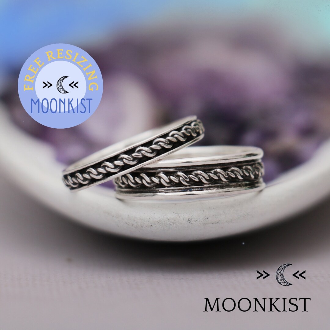 Eternal Knot Wedding Band Ring Set, Sterling Silver, Unique His and ...