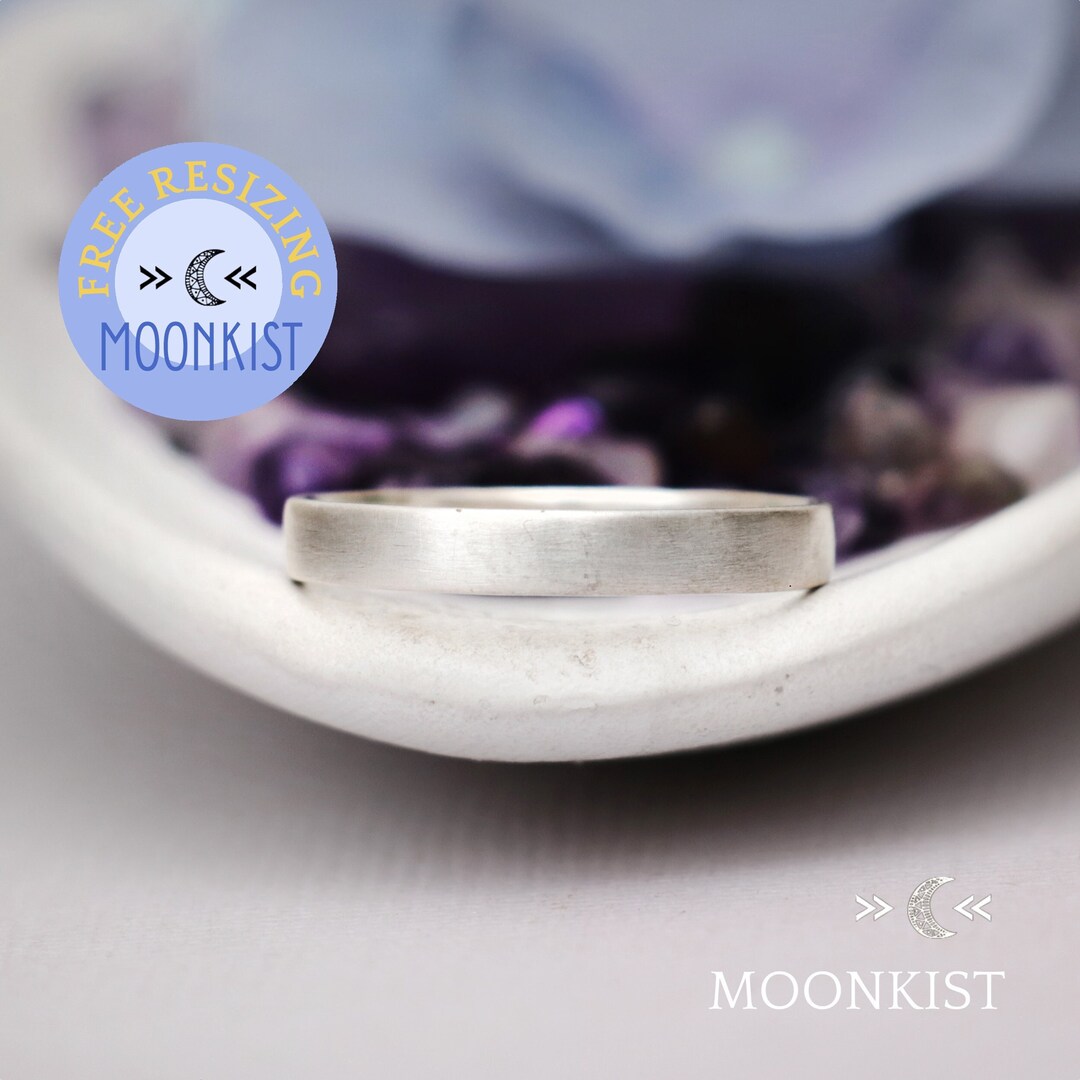 Matte Silver Wedding Ring, Sterling Silver Plain Wedding Band for Women ...