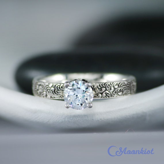 Women's Fern Engagement Ring Sterling Silver Nature | Etsy