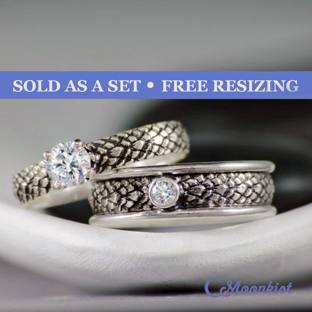 Matching Dragon Scales Rings, Dragon Engagement Rings for Couple ...