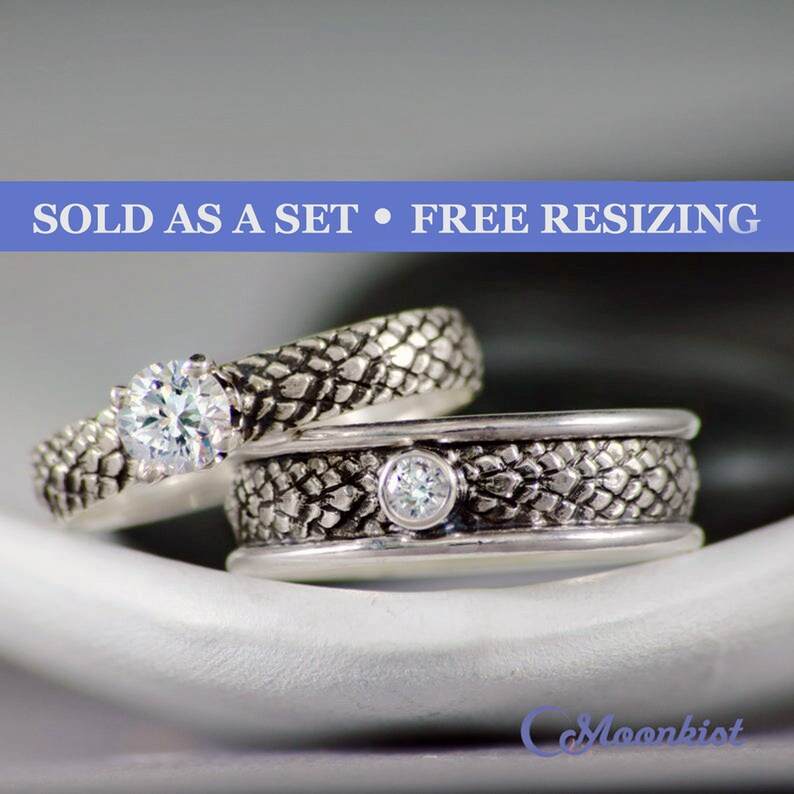 Matching Dragon Scales Rings Dragon Engagement Rings for - Etsy