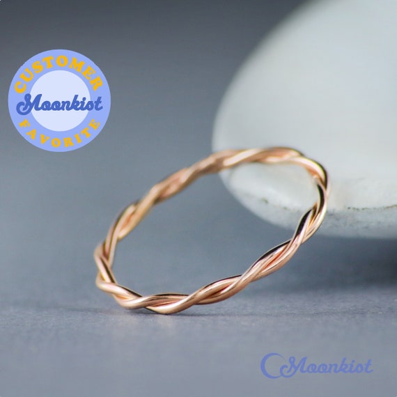 Rose Gold Wedding Band for Women 14K Rose Gold Loose Twist Ring Twisted Wedding Band Solid Rose Gold Stacking Ring Moonkist Designs Etsy Canada