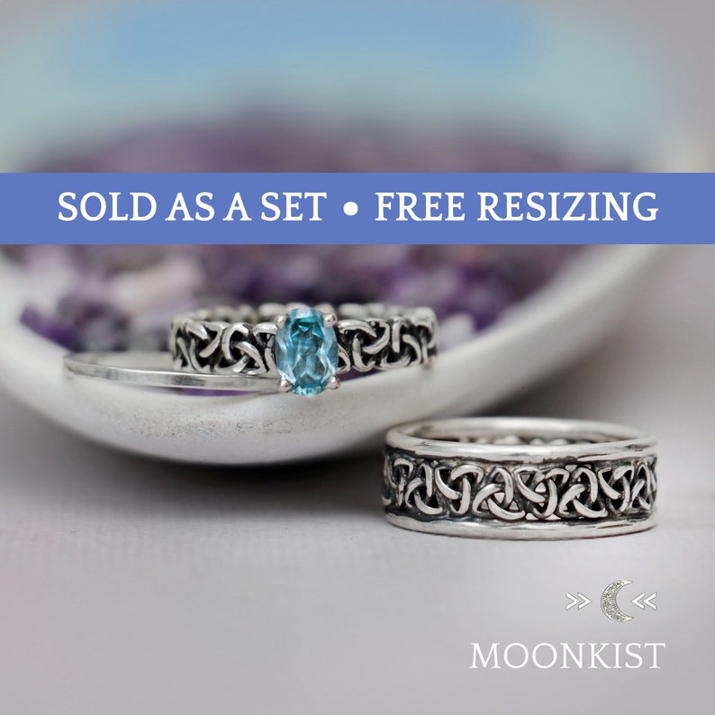 Celtic Couples Ring Set Matching Irish Wedding Ring Set for - Etsy