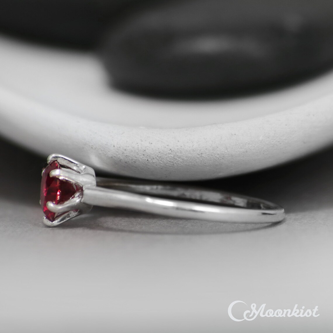 Classic Ruby Solitaire Ring Sterling Silver Ruby Engagement | Etsy