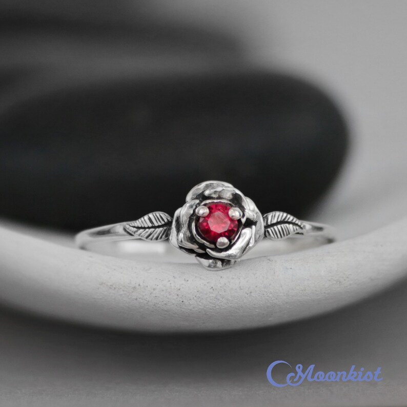Small Flower Engagement Ring Sterling Silver Rose Promise - Etsy