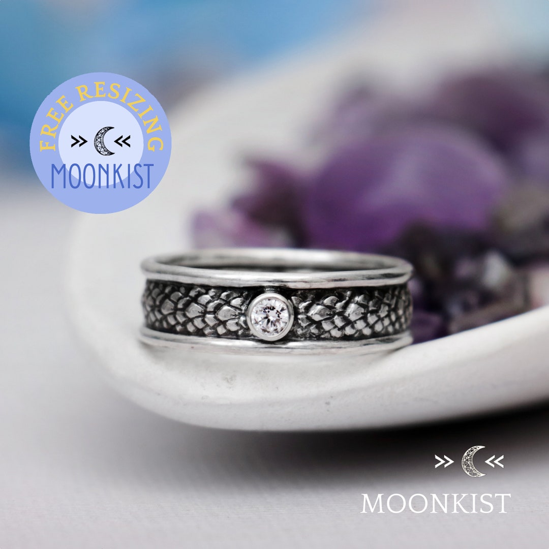 Mens Dragon Engagement Ring, Sterling Silver Dragon Ring, Dragon Scale ...