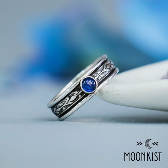 Sapphire Mens Engagement Ring Sterling Silver Blue Sapphire Mens Ring Gender Neutral Ring Lesbian Engagement Ring Moonkist Designs