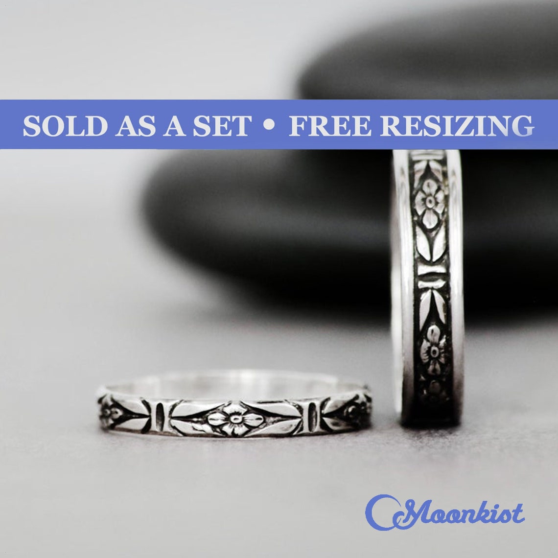 Forget Me Not Wedding Band Set Sterling Silver Promise Rings - Etsy Forget Me Not Wedding Band Set Sterling Silver Promise Rings - Etsy