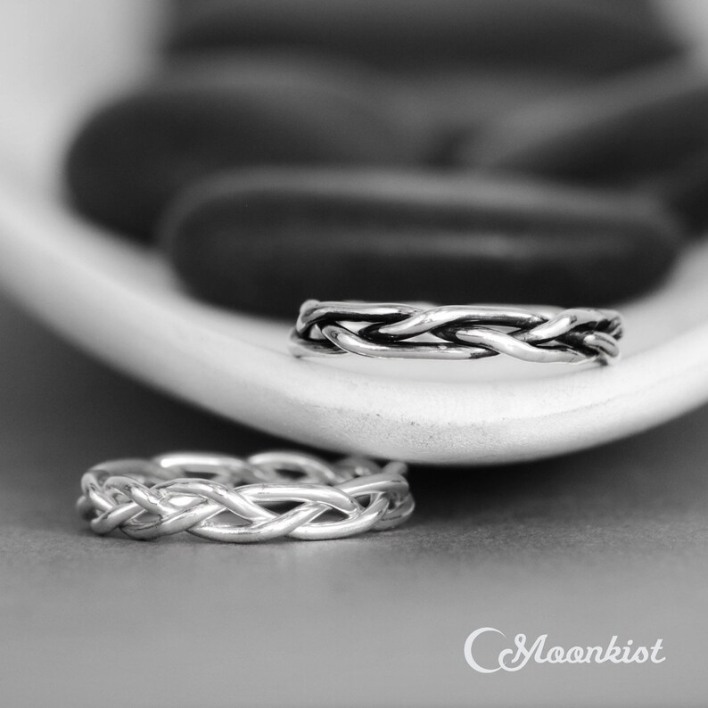 Viking Wedding Band Braided Wedding Ring Sterling Silver | Etsy