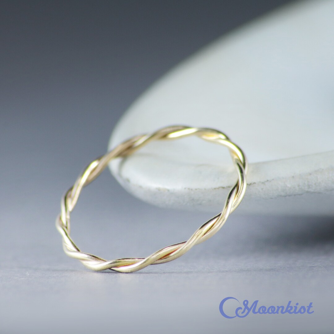 Twisted Gold Wedding Band, Solid 14K Gold Twist Ring, Twisted Womens ...
