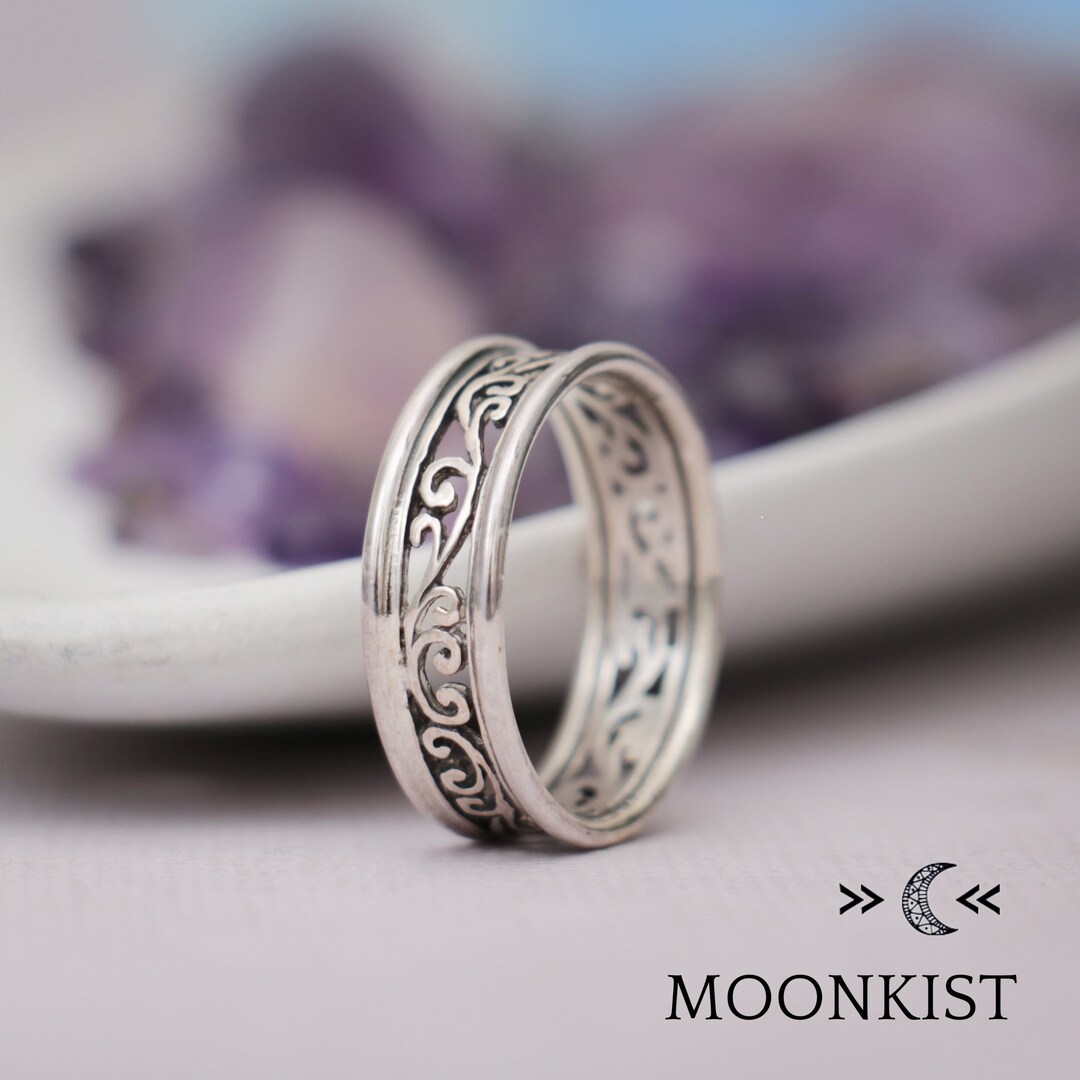 Nature Filigree Vine Wedding Band, Sterling Silver Antique Floral ...
