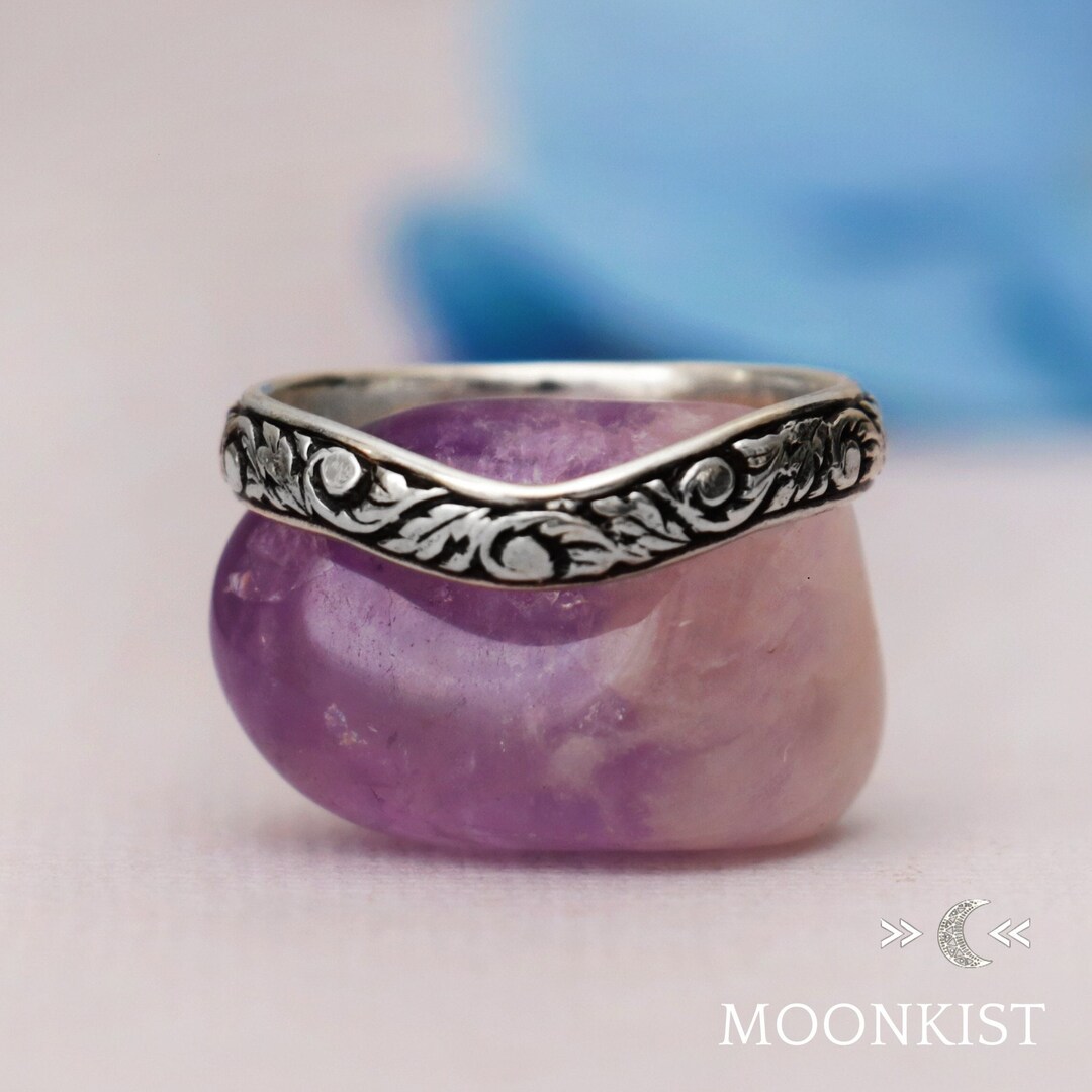 Vine Curved Wedding Band for Women, Contour Wedding Band, Sterling ...